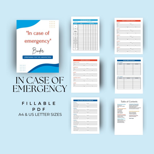Family Emergency Binder Printable - Etsy