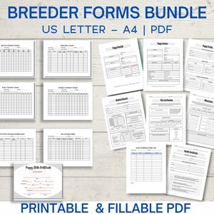 Breeder Forms Bundle, Whelping Records and Puppy Pack Included, Instant ...