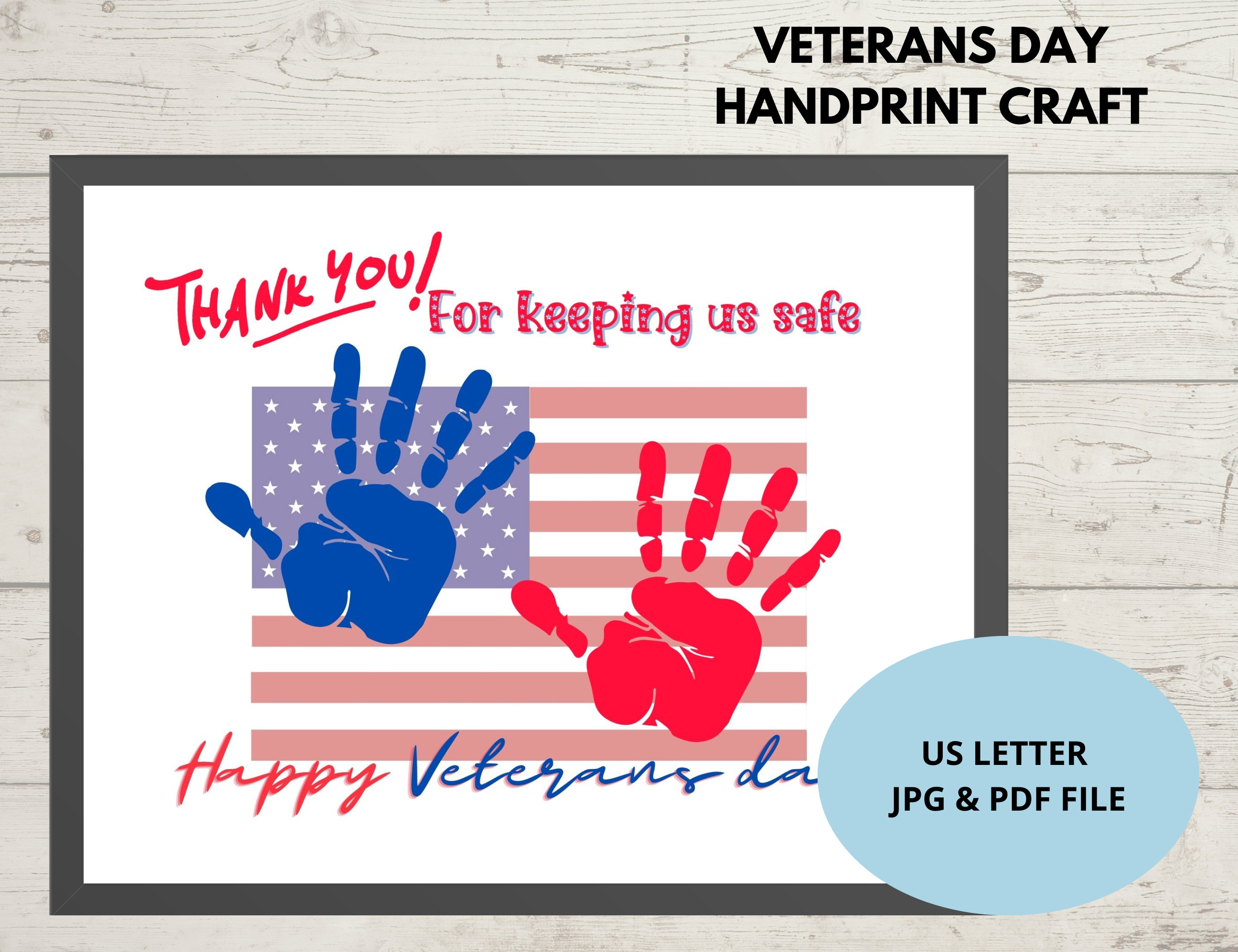 Veterans Day Handprint Art, Thank You Veteran Handprint Craft, Veterans ...