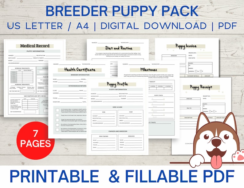 Breeder Puppy Pack, Puppy Health Certificate and Vaccination Record ...