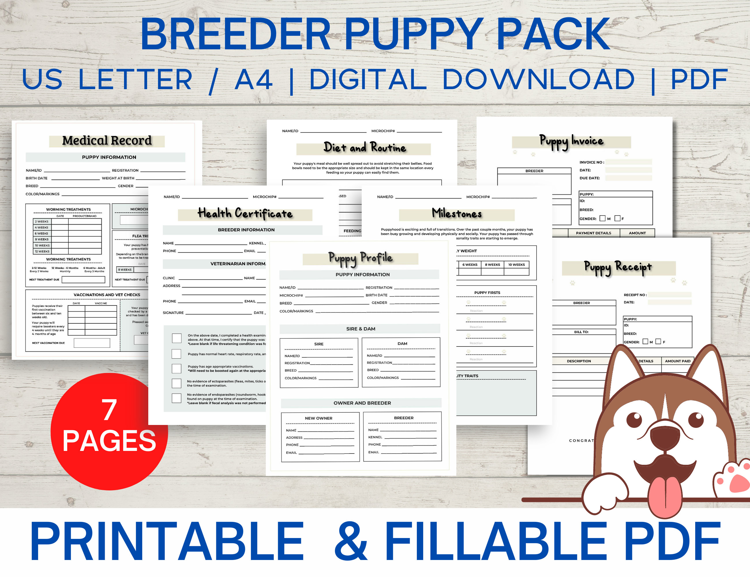 Breeder Puppy Pack, Puppy Health Certificate and Vaccination Record ...