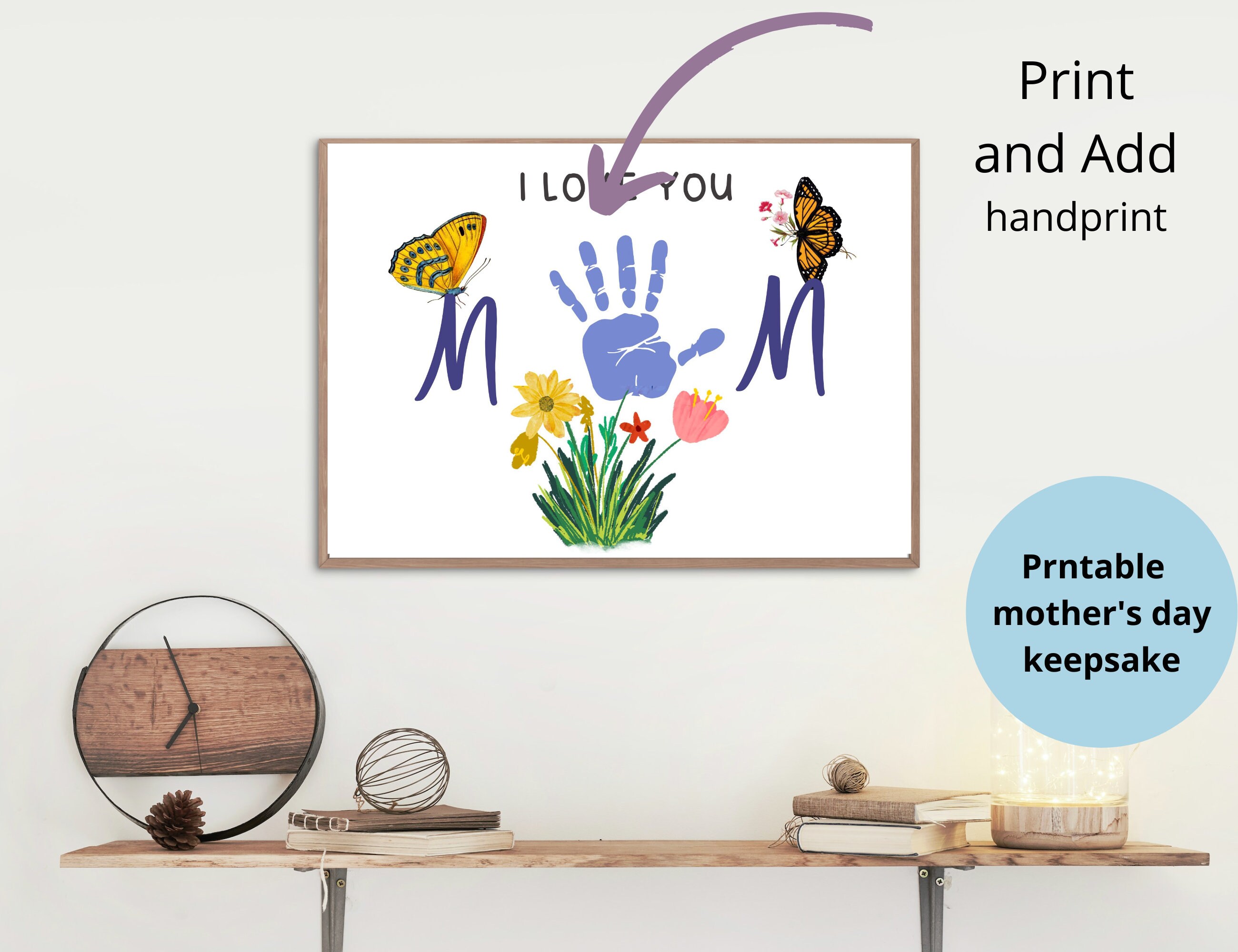 Mother's Day Flower Handprint Art Printable Craft - Etsy