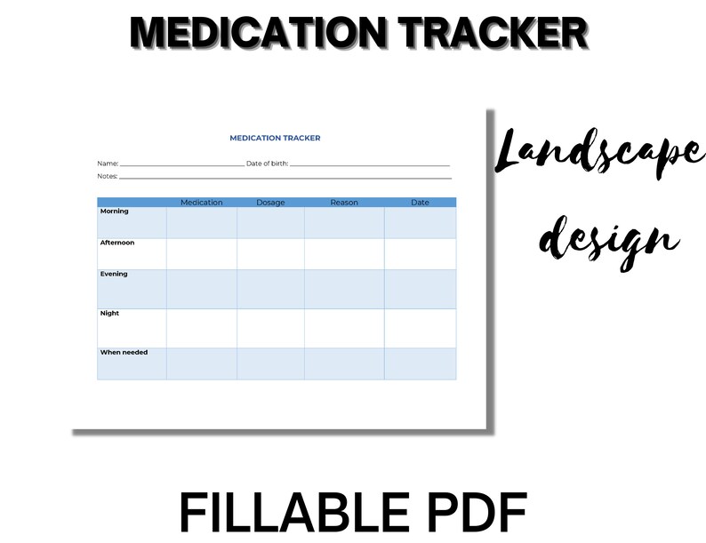 Medication Tracker Fillable Editable Medication Log Medicine - Etsy