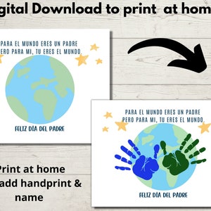 Fathers Day Handprint Art, Gift for Dad in Spanish, You Are My World ...