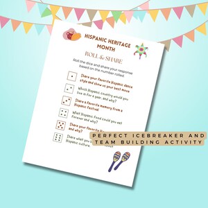 Hispanic Heritage Month Printable Games, Roll and Share Team Building ...