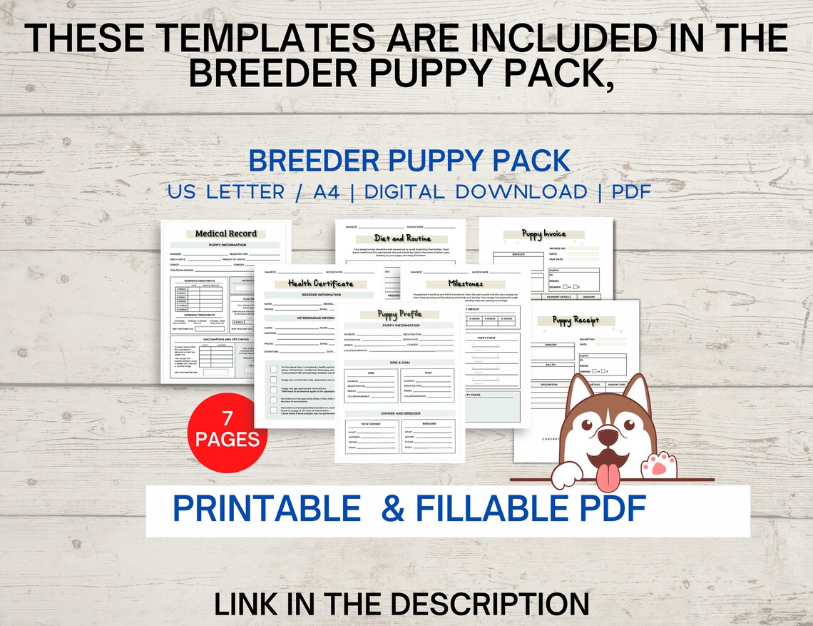 Puppy Invoice and Receipt, Fillable Dog Breeder Forms, Puppy Bill - Etsy