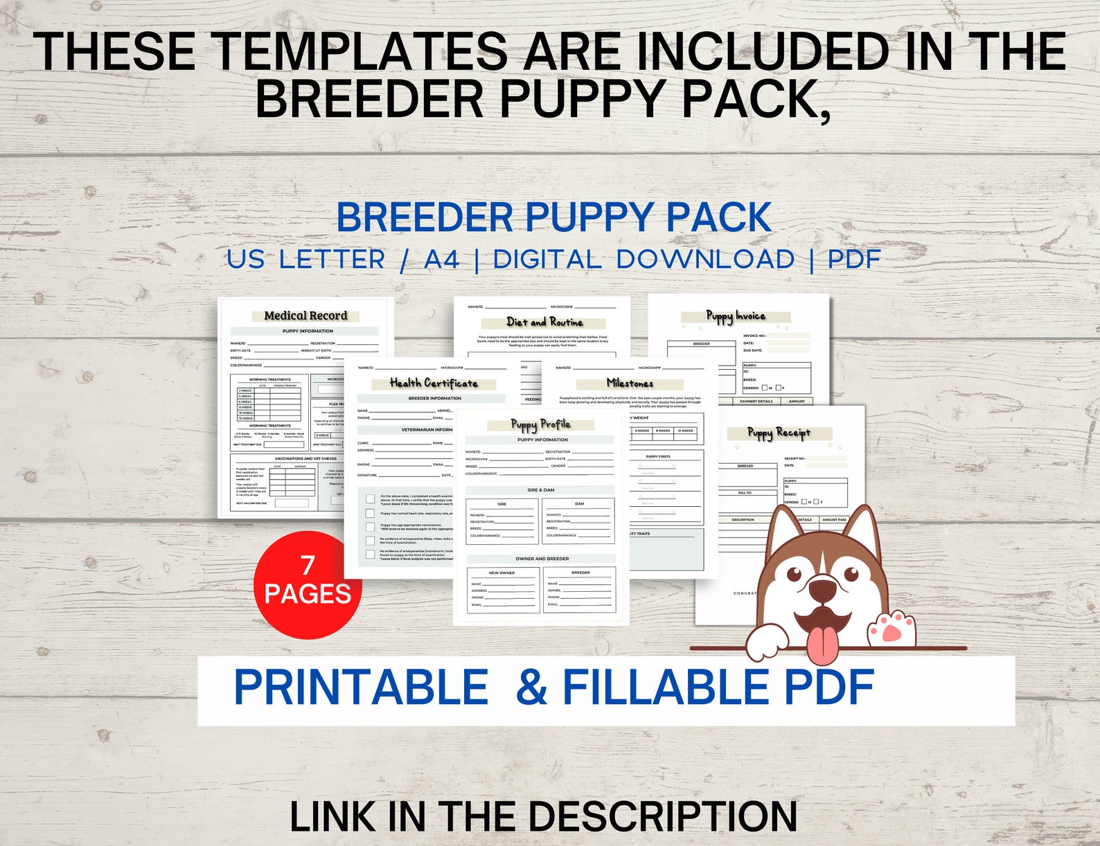 Puppy Invoice and Receipt, Fillable Dog Breeder Forms, Puppy Bill ...