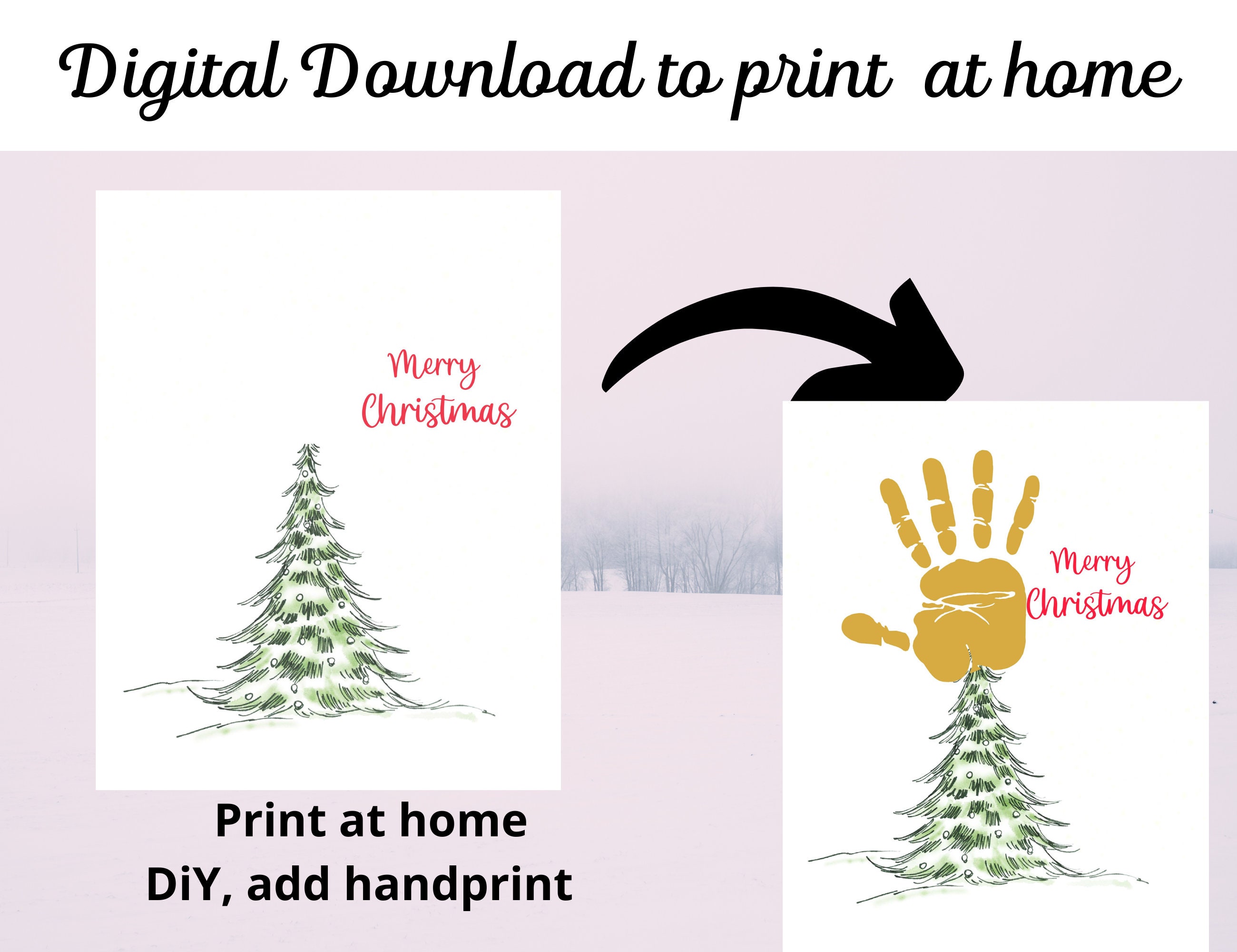 Christmas Handprint Craft Printable Keepsake, Christmas Handprint Art ...