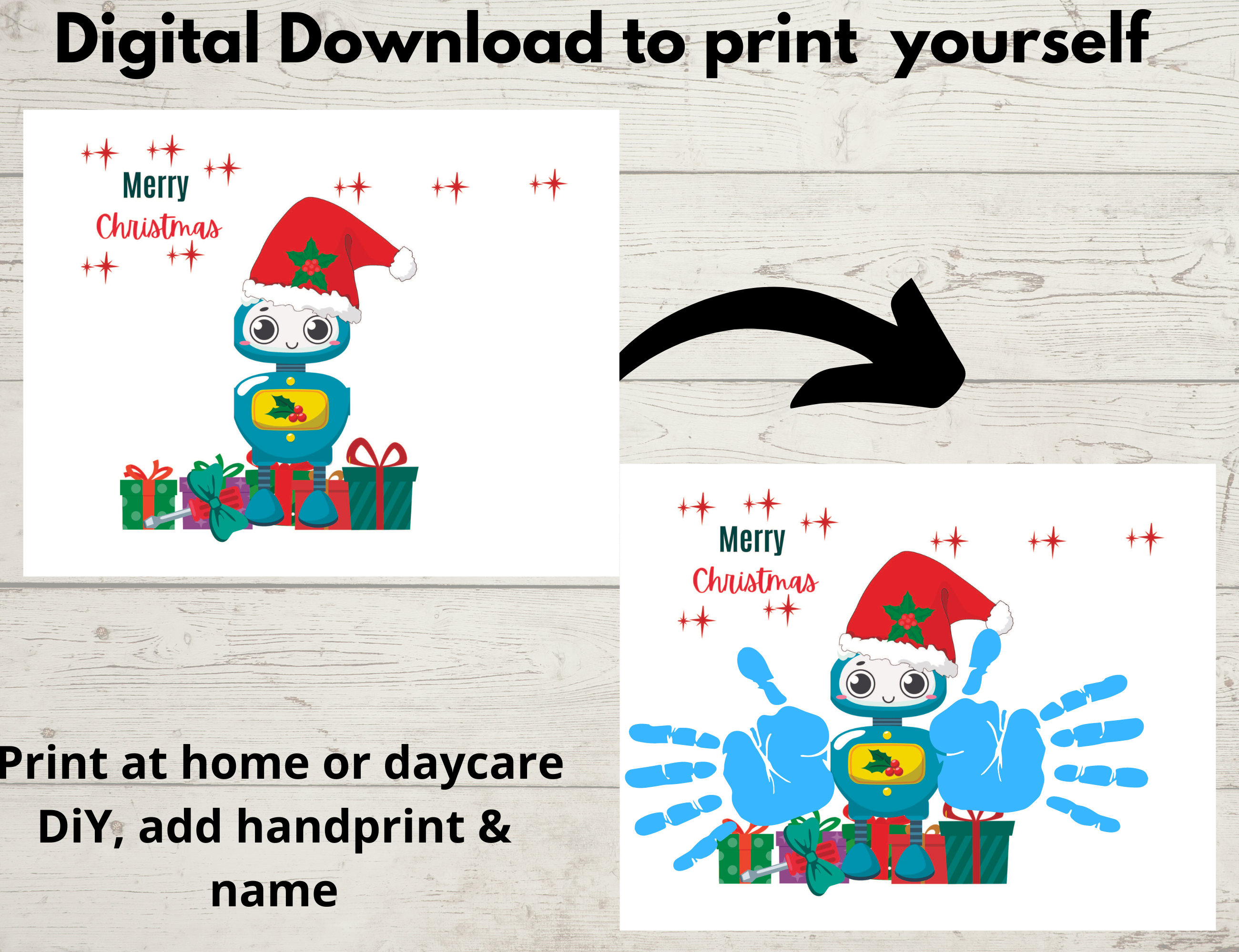 Christmas Cute Robot Handprint Craft Printable Keepsake - Etsy