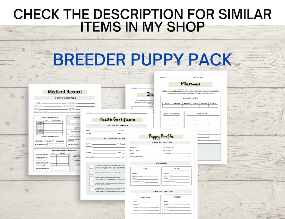 Puppy Vaccination Record Dog Health Record Dog Shot Record - Etsy