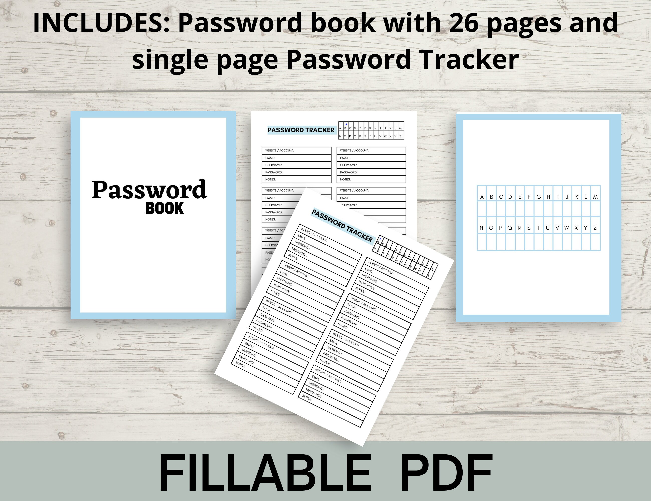Password Book Printable and Editable, Password Tracker, Password Log ...