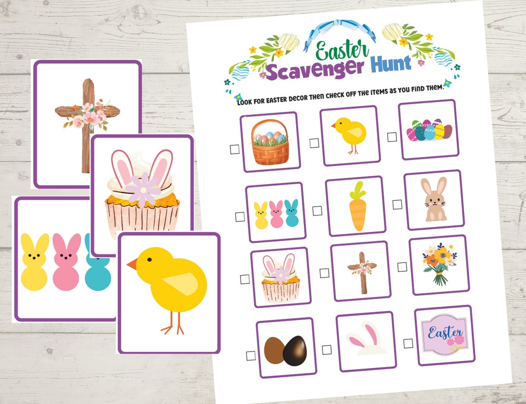 Easter Scavenger Hunt for Kids, Includes Cards for Indoor Game, Easter ...