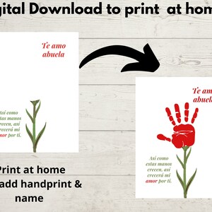 Mothers Day Handprint Art, Gift for Abuela in Spanish, Flowers Bouquet ...