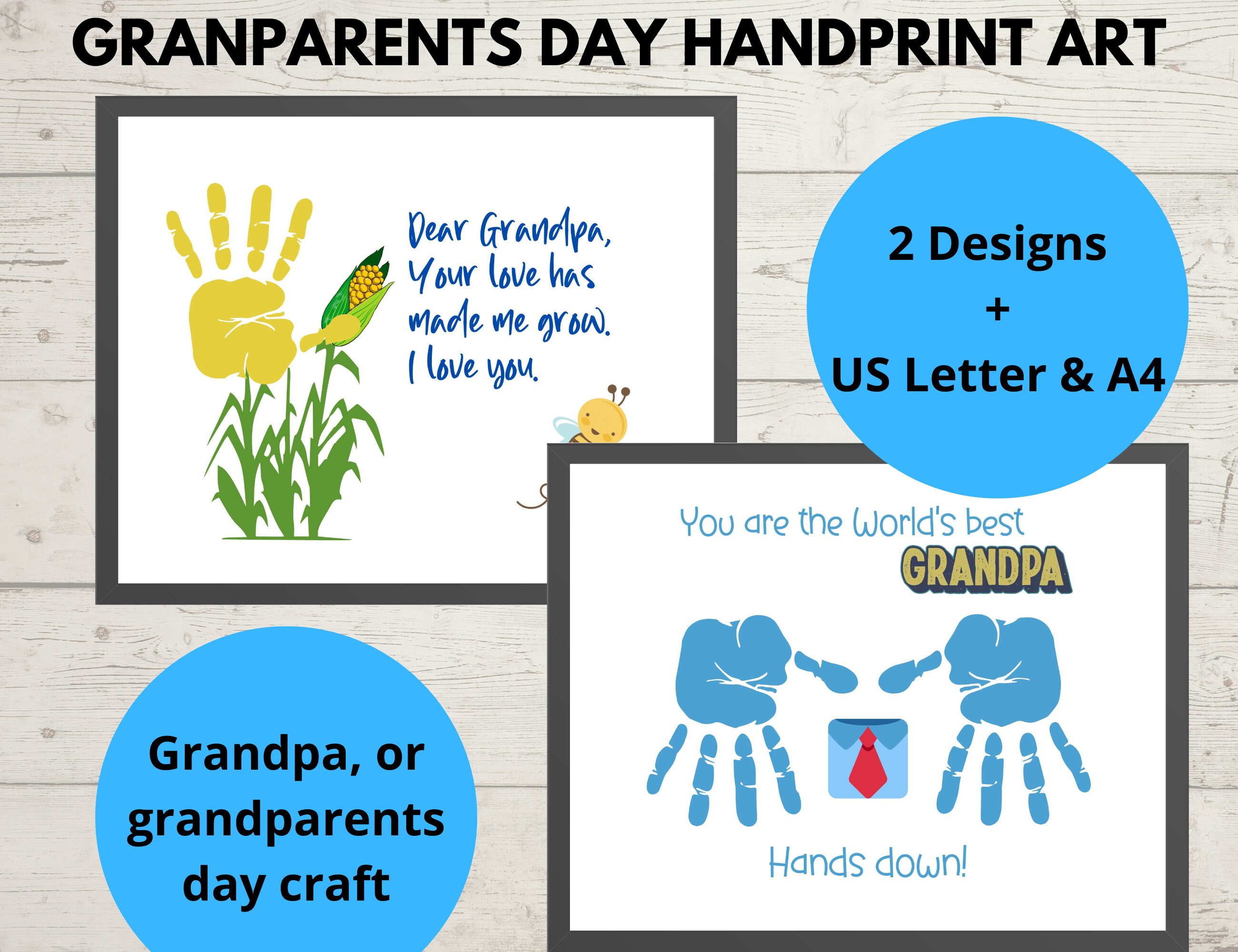 Grandparents Day Handprint Grandpa Handprint Craft Gift, Grandfather ...