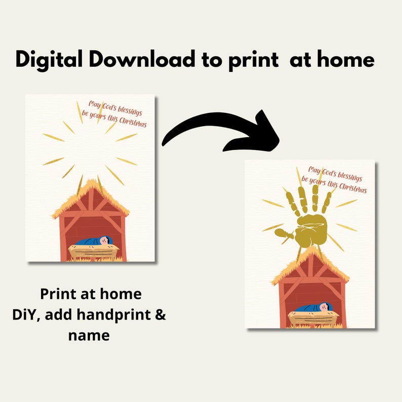 Nativity Craft for Kids Printable Keepsake, Baby Jesus Handprint ...