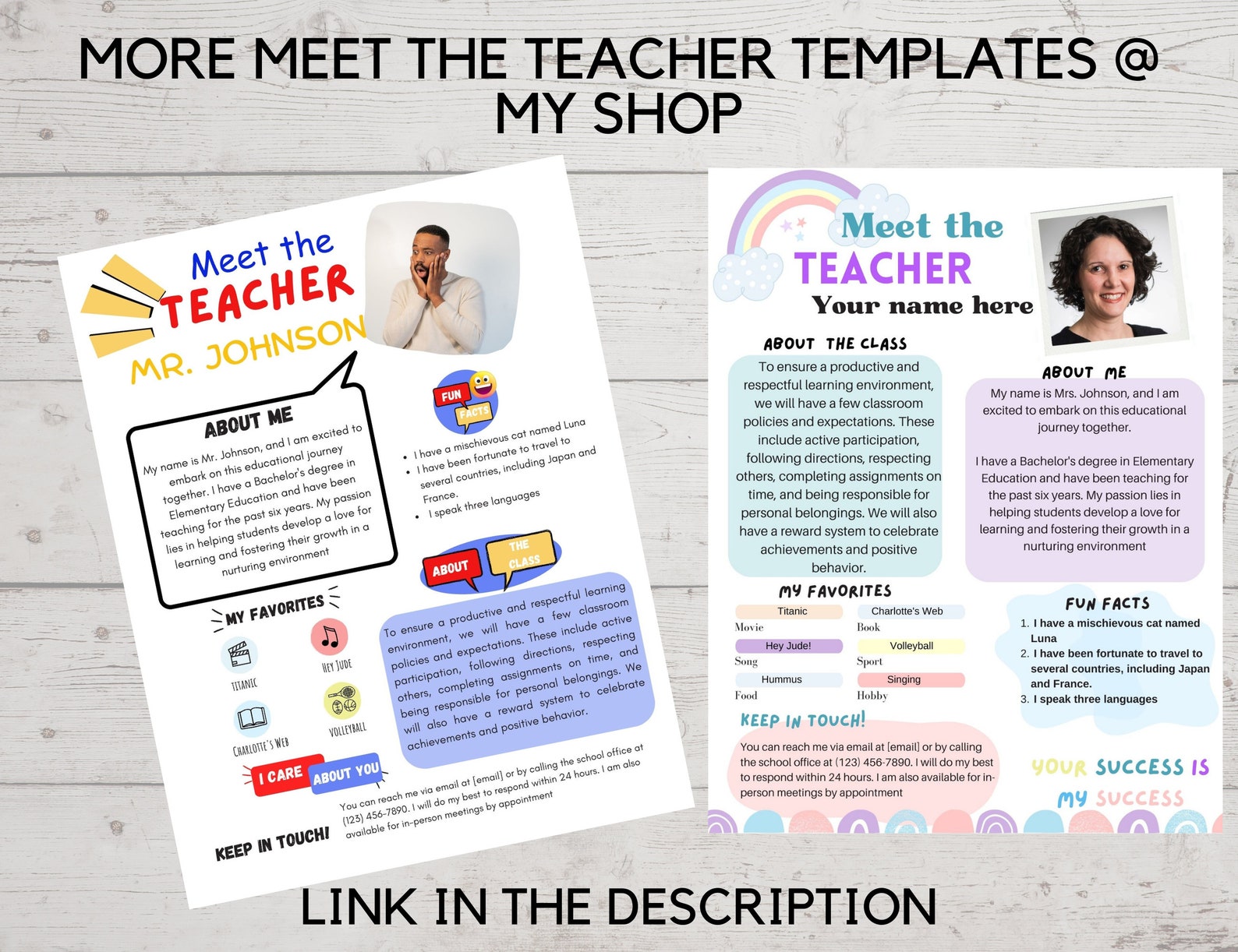 Meet the Teacher Boho Rainbow Canva Editable Template, About Me Teacher ...