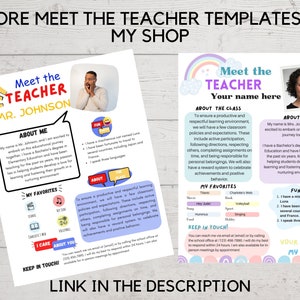 Meet the Teacher Boho Rainbow Canva Editable Template, About Me Teacher ...
