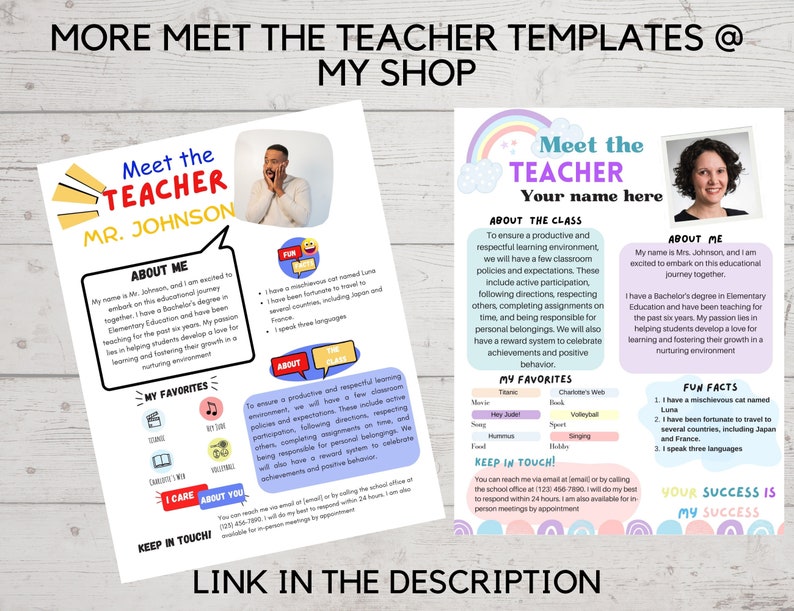 Meet the Teacher Boho Rainbow Canva Editable Template, About Me Teacher ...