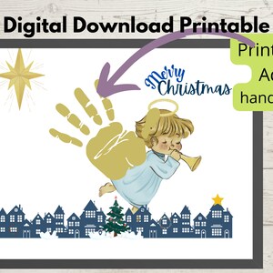 Christmas Angel Handprint Craft Printable Keepsake, Christmas Handprint ...