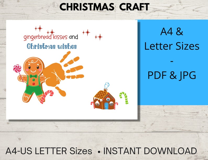 Christmas Cute Gingerbread Boy Handprint Craft Printable Keepsake ...