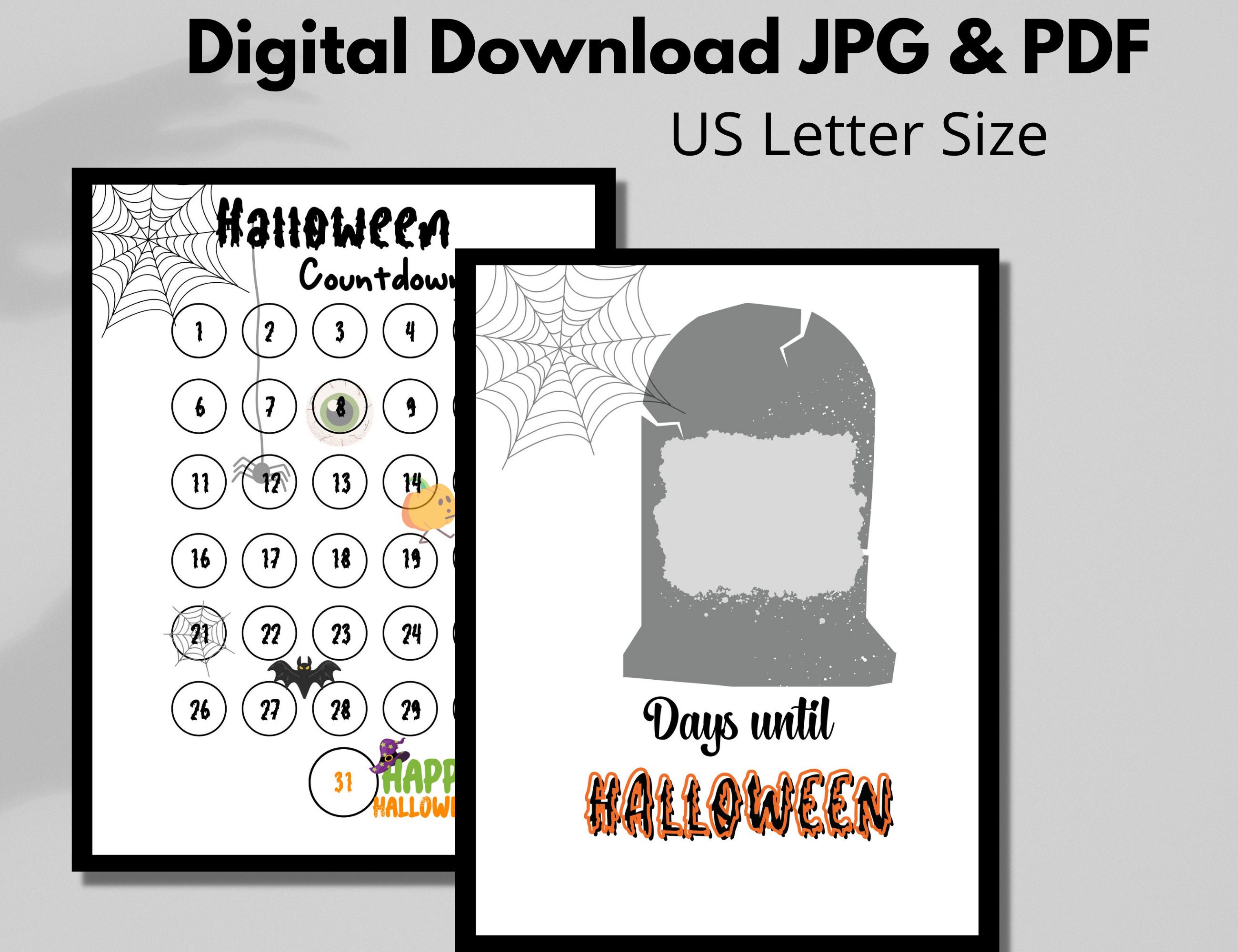 Printable Halloween Countdown and Dry Erase Days Until Halloween Sign ...