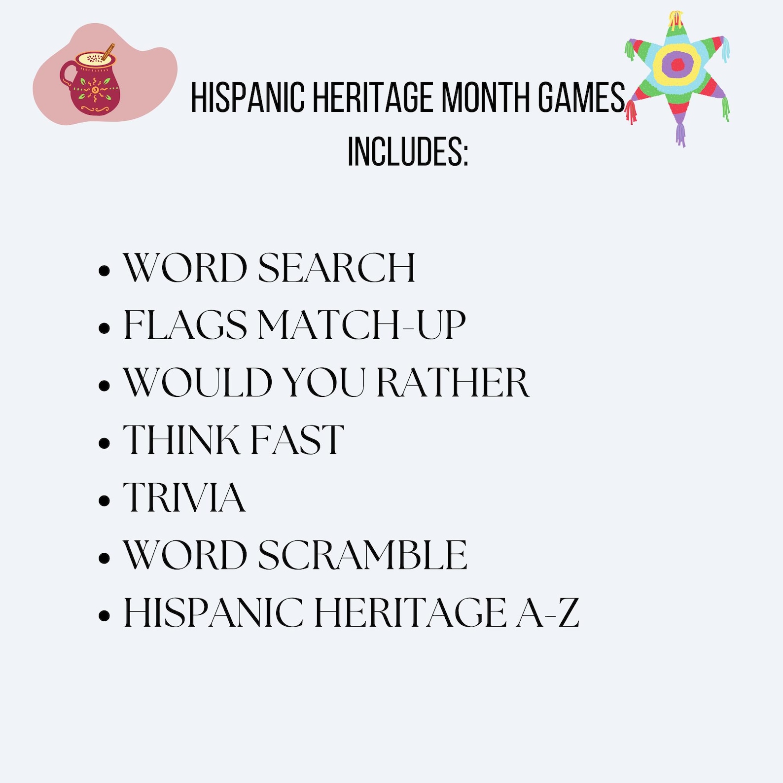 Hispanic Heritage Month Printable Games, Hispanic Heritage Month Bundle ...