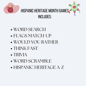 Hispanic Heritage Month Printable Games, Hispanic Heritage Month Bundle ...