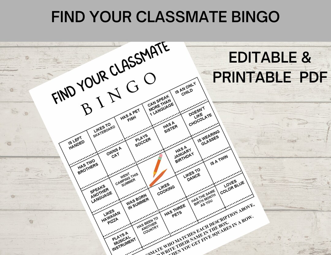 Find Your Classmate Bingo, Find Someone Who, Icebreaker Bingo, Back to ...