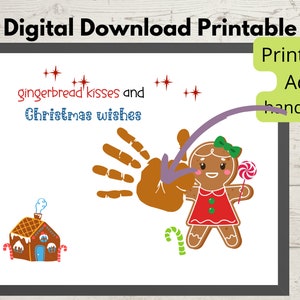 Christmas Cute Gingerbread Girl Handprint Craft Printable Keepsake ...