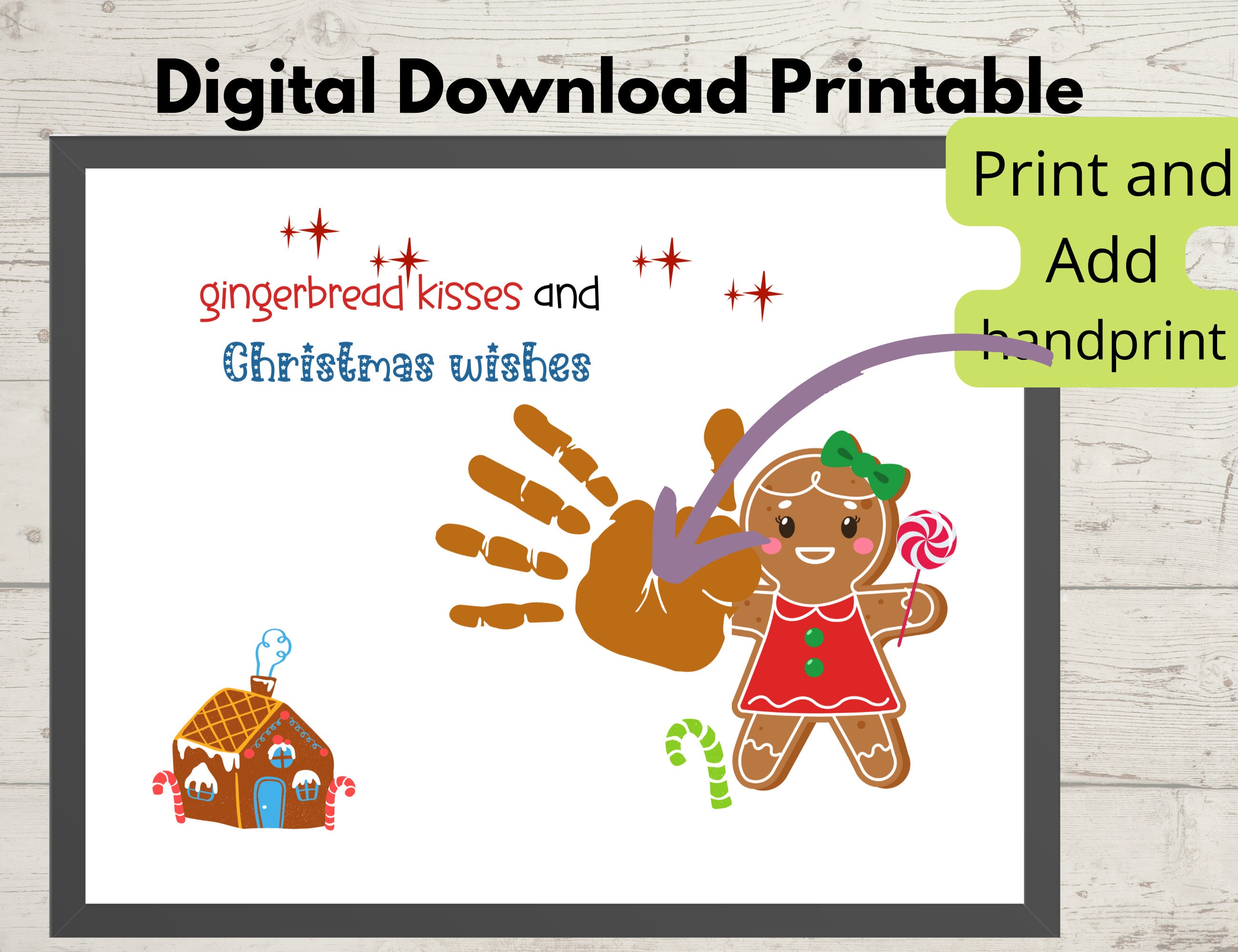 Christmas Cute Gingerbread Girl Handprint Craft Printable Keepsake ...