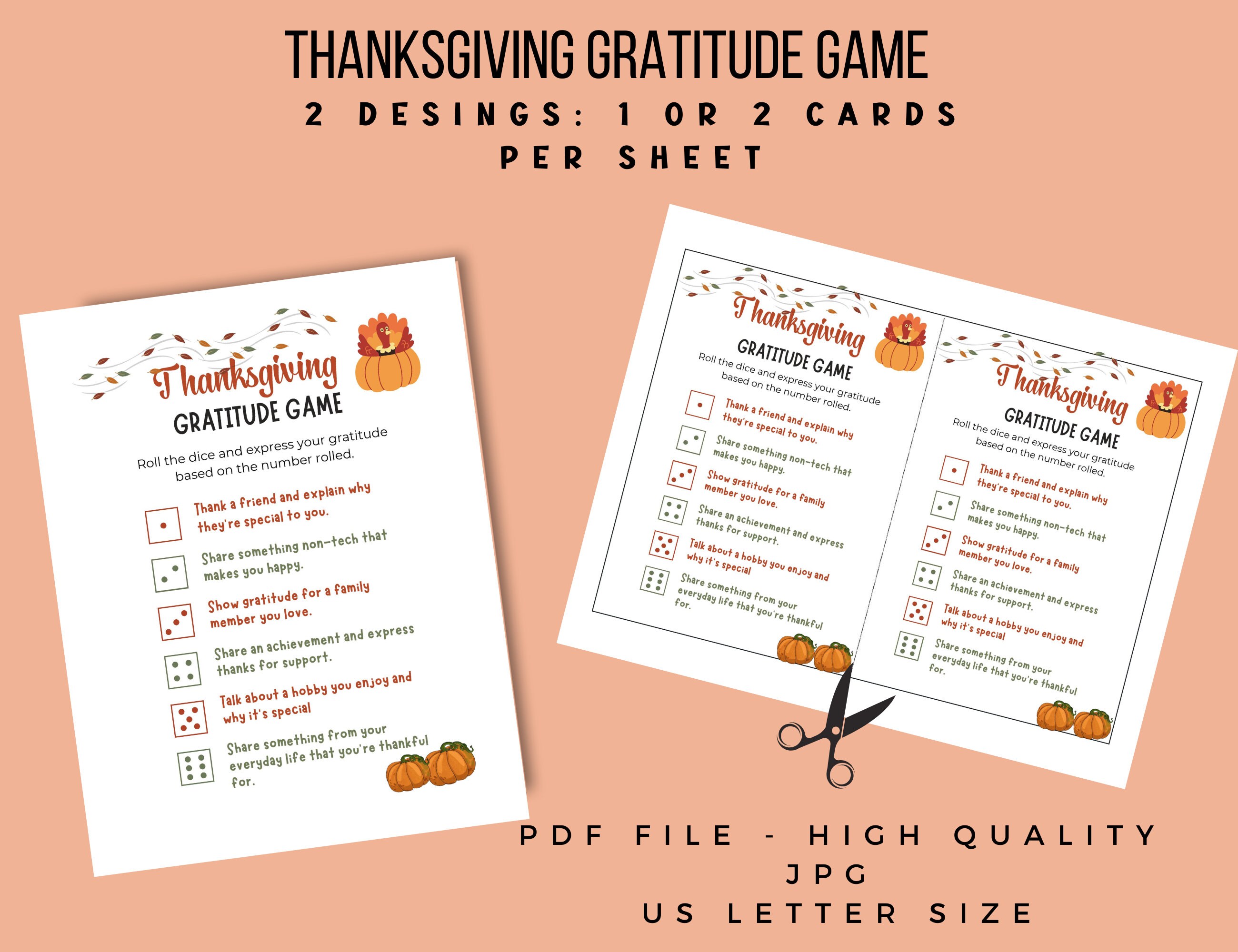 Thanksgiving Gratitude Dice Game, Thankful Game, Conversation Starter ...