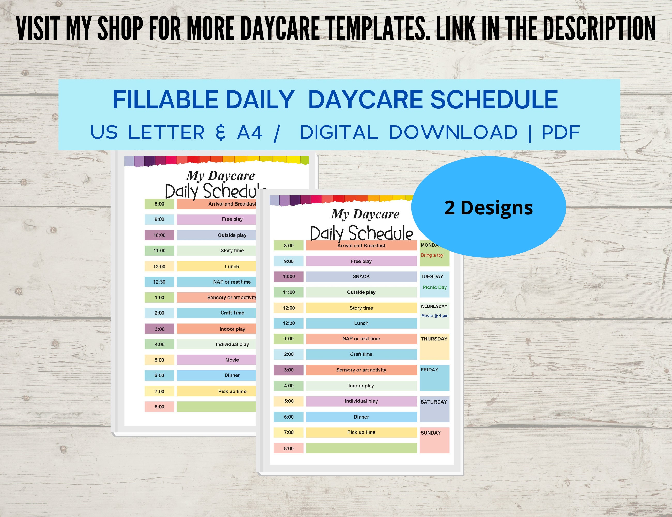 Daycare Weekly Menu Printable Daycare Meal Menu Editable - Etsy