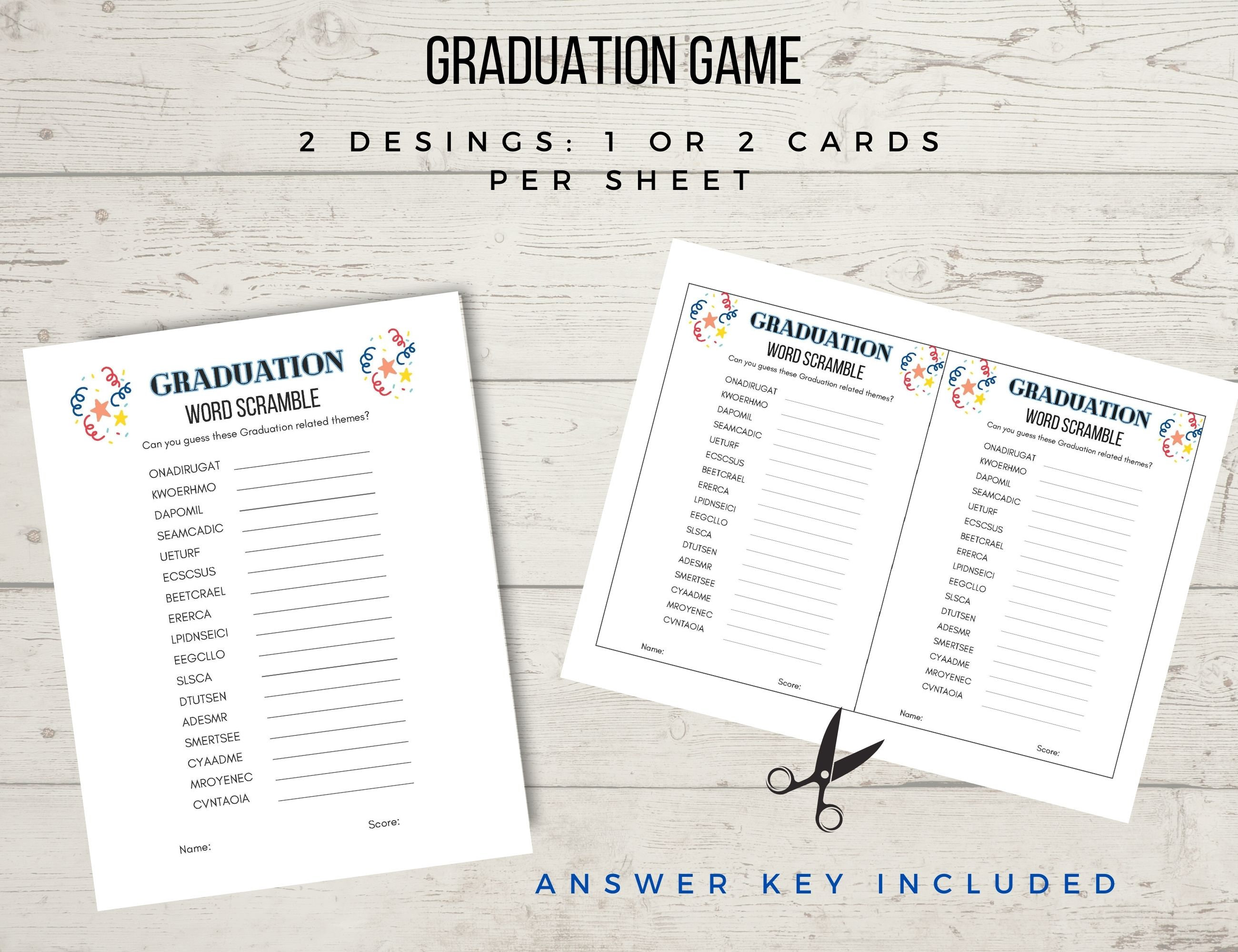 Graduation Game Word Scramble Party Game Printable - Etsy