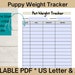Puppy Weight Chart, Pet Weight Chart for Dog or Cat Editable, Printable ...