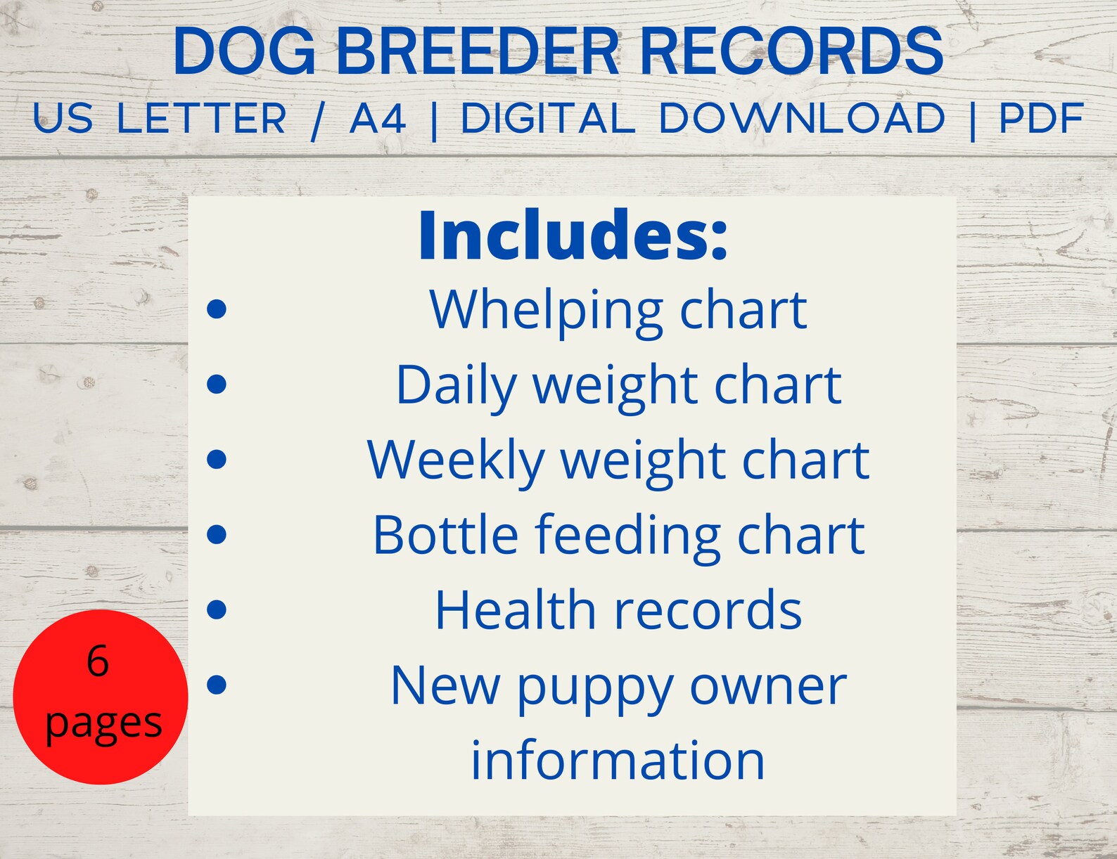 Dog Breeder Records, Dog Breeder Charts, Whelping Records, Dog Breeder ...