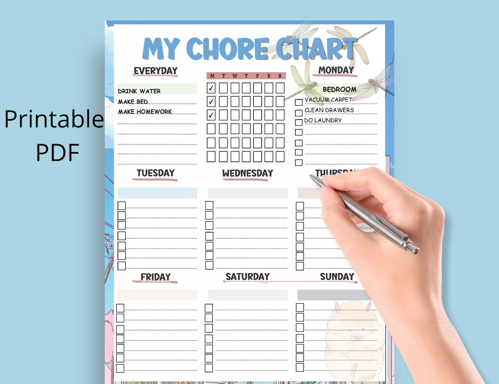 Adult Chore Chart Printable, Teen Chore Chart Printable, Anime Chore ... Adult Chore Chart Printable, Teen Chore Chart Printable, Anime Chore ...