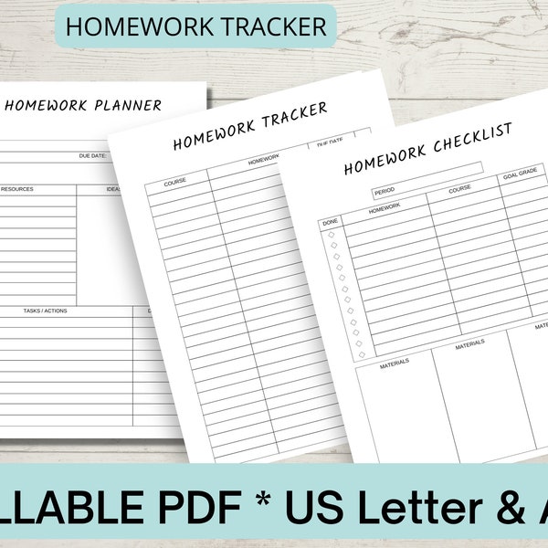 Homework Planner - Etsy