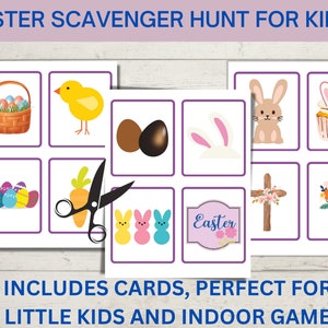 Easter Scavenger Hunt for Kids, Includes Cards for Indoor Game, Easter ...