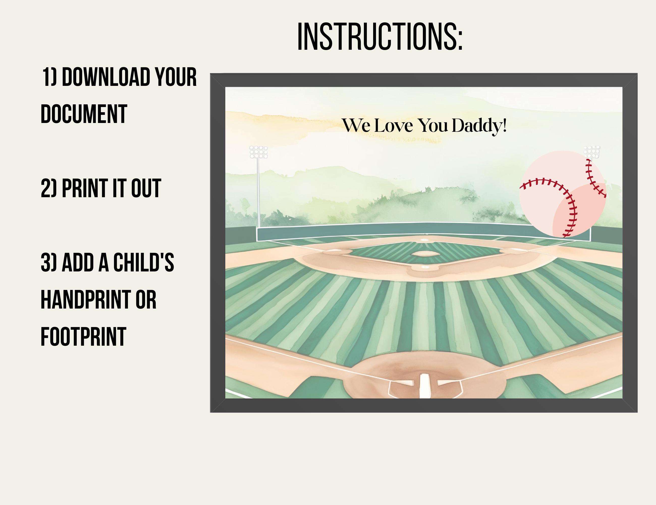 Baseball Handprint Craft, Two Hands Baseball Gift, Father's Day ...