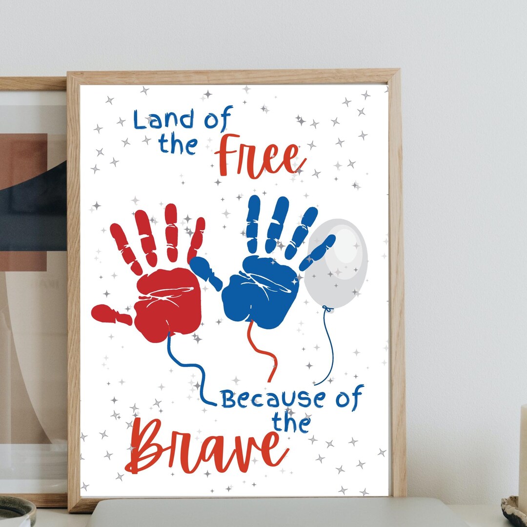 Veterans Day Handprint Art, Patriotic Handprint Craft, Land of the Free ...