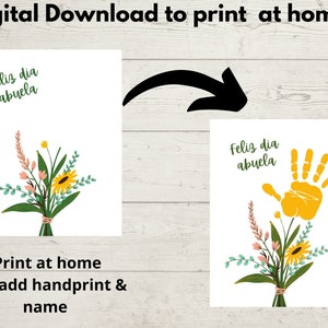 Mothers Day Handprint Art, Gift for Abuela in Spanish, Flowers Bouquet ...