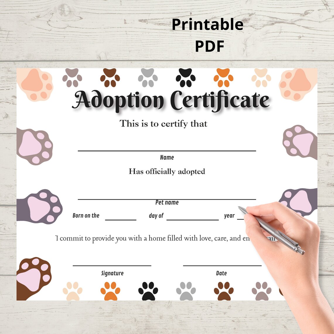 Pet Adoption Certificate, Puppy Adoption Party, Dog Adoption ...