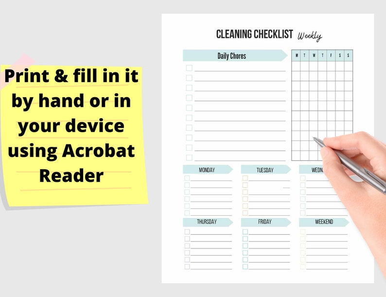 Cleaning Schedule Editable and Printable, Weekly Cleaning Checklist - Etsy