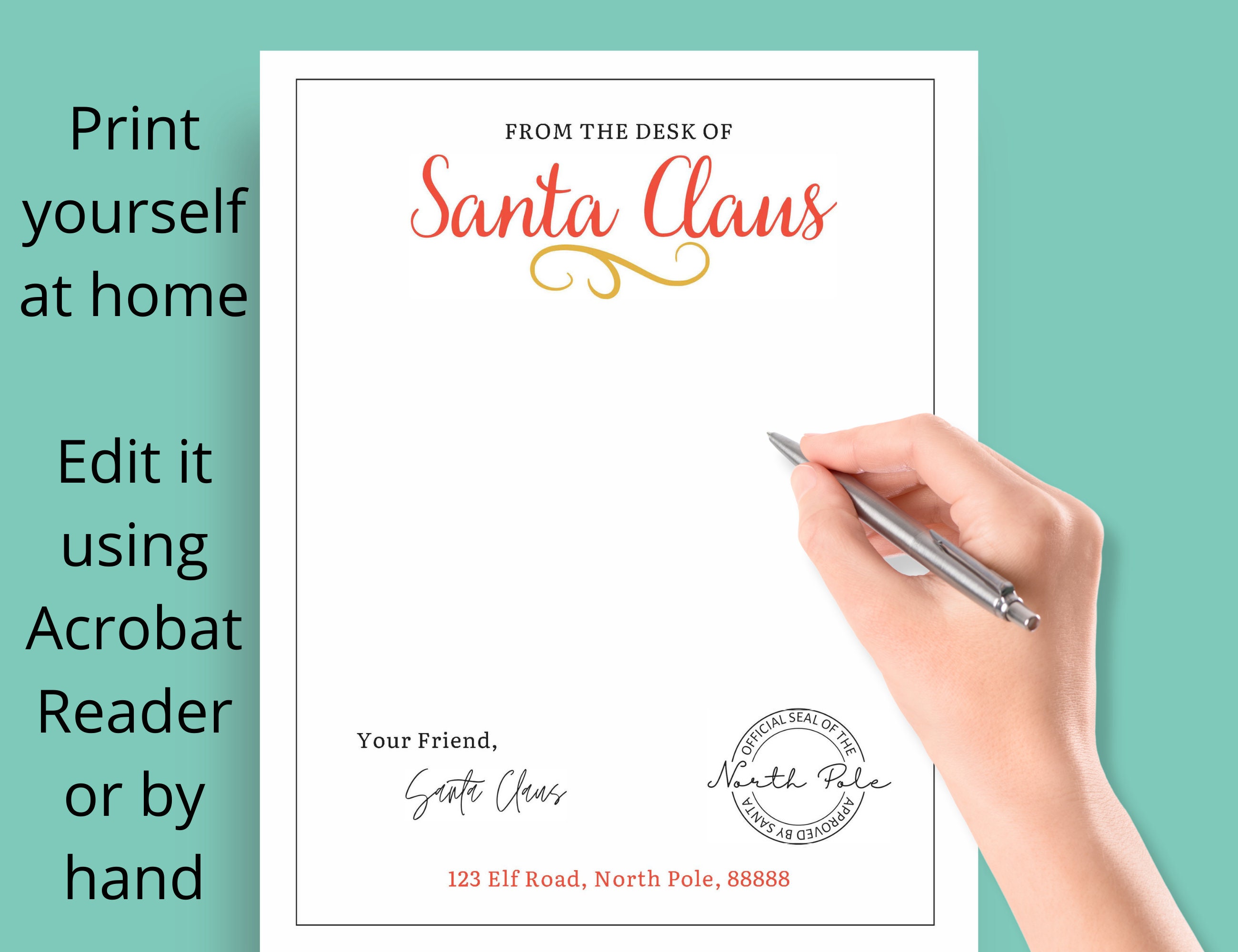 Letter From Santa, Editable Letter From Santa Claus, Personalized Santa ...
