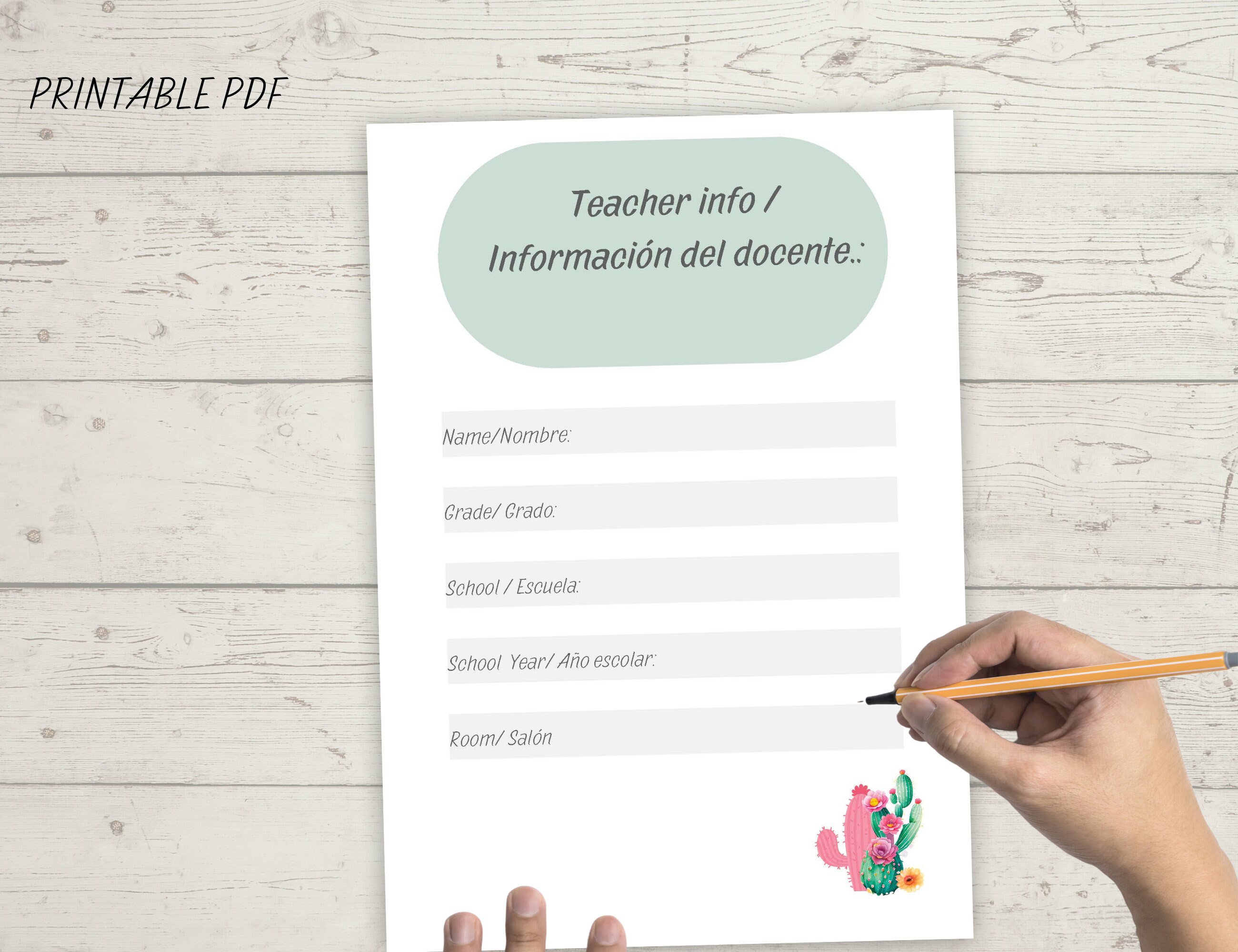 Pink Cactus Teacher Planner Printable, Academic Planner, Teacher Binder ...