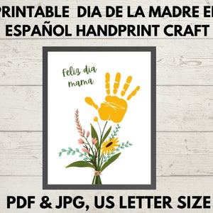Mothers Day Handprint Art, Gift for Mom in Spanish, Flowers Bouquet ...