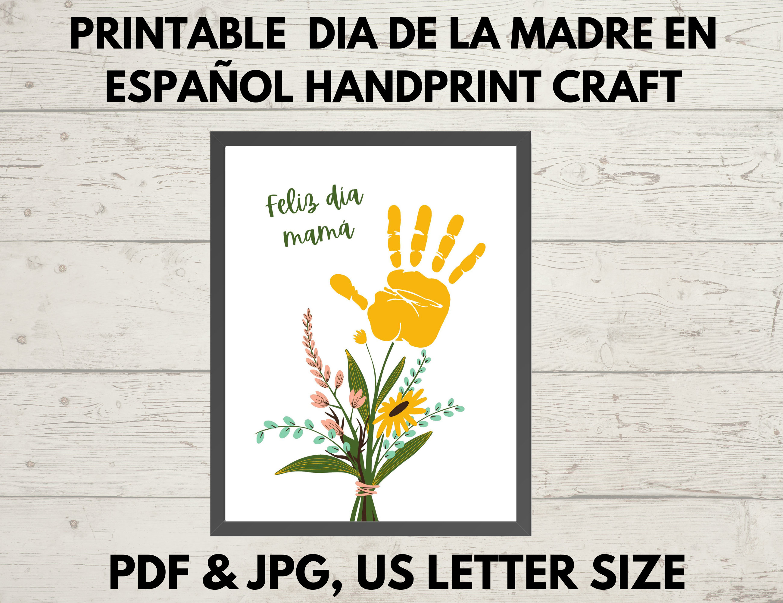 Mothers Day Handprint Art, Gift for Mom in Spanish, Flowers Bouquet ...