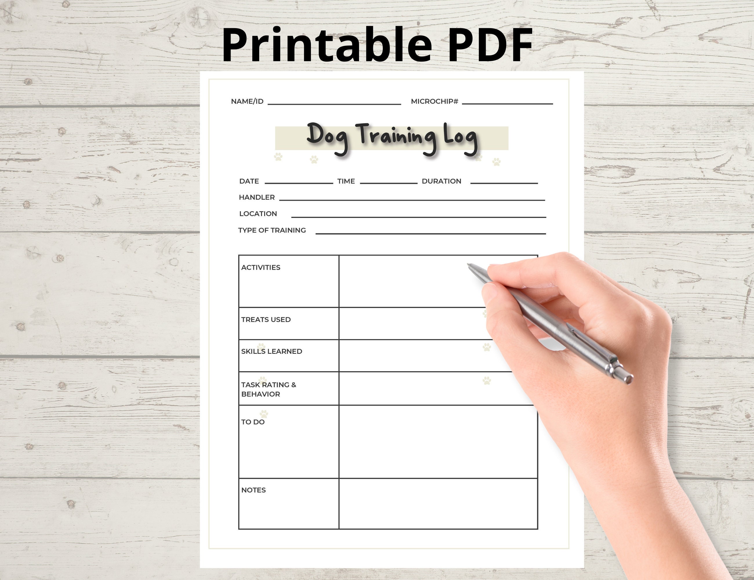 Dog Training Log Printable, Dog Training Journal, Puppy Training Log ...