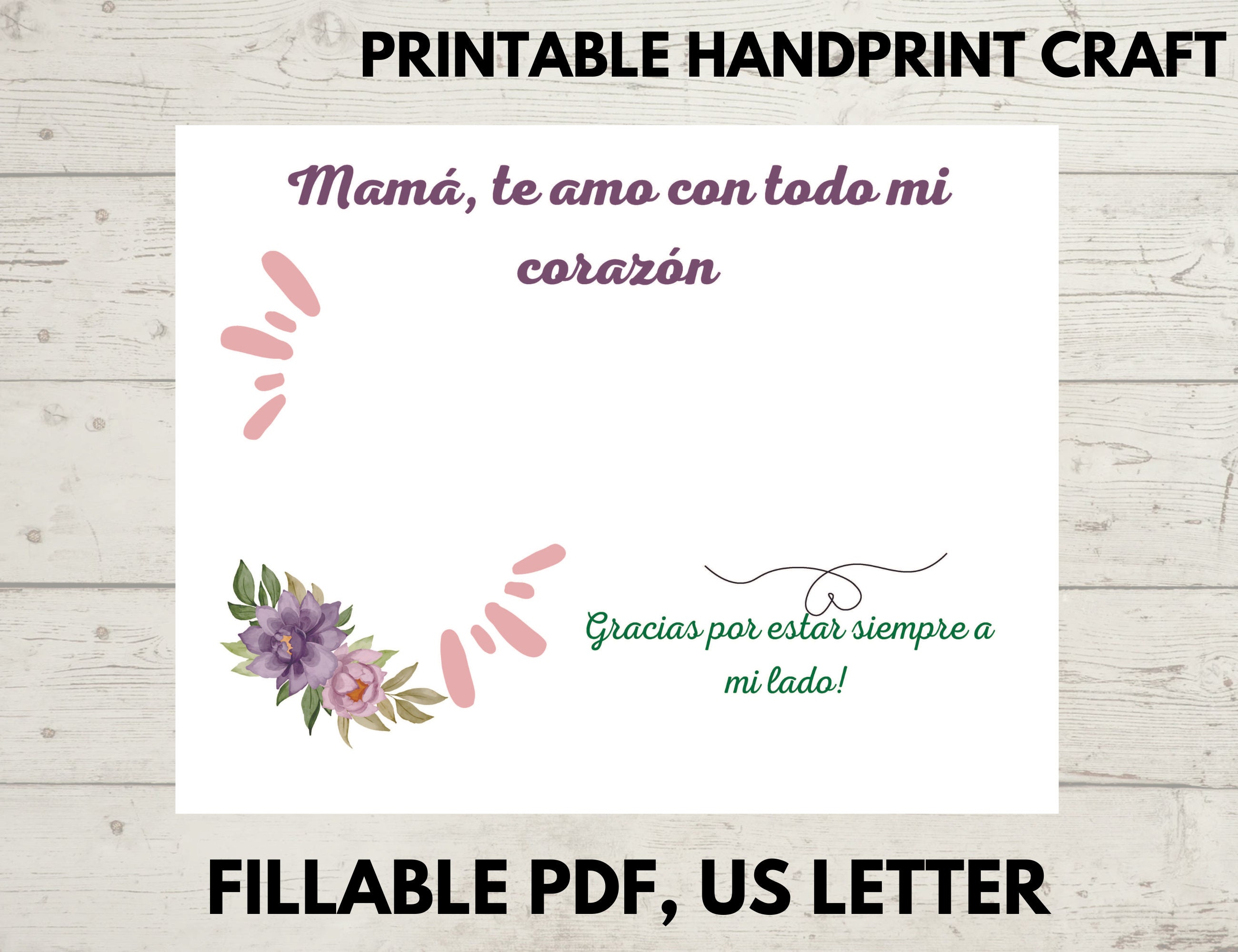 Mothers Day, Mom Handprint Mama Photo Handprint Art in Spanish Mothers ...