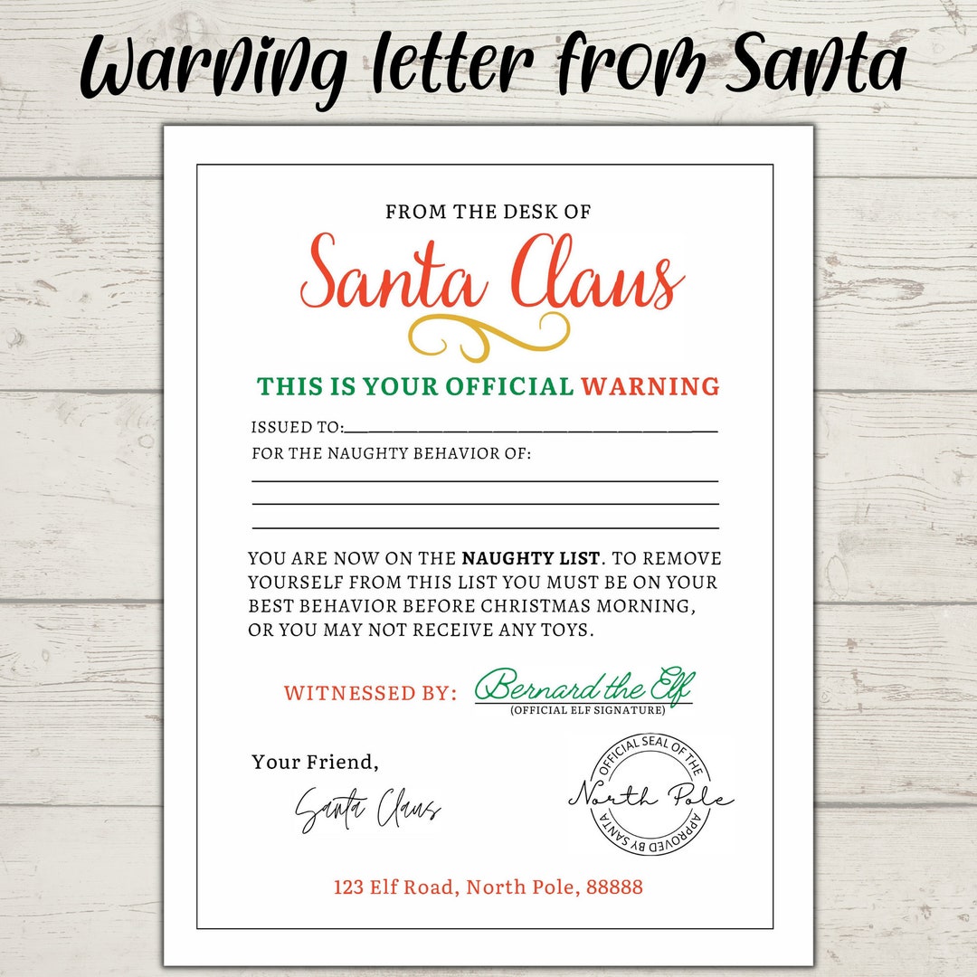 Letter From Santa, Warming Letter From Santa Claus, Naughty List ...
